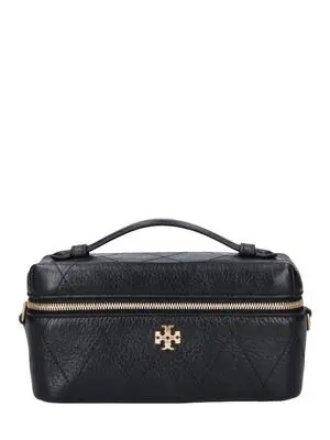 Tory Burch Kira Diamond Leather Vanity Case - Black