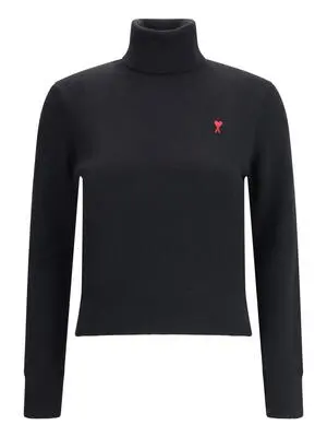 AMI Paris De Coeur Turtleneck Sweater - Black