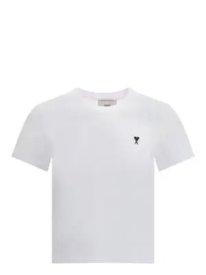 AMI Paris Ami De Coeur Cropped T-shirt Femae White