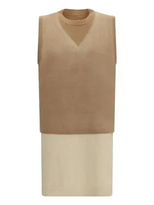MAISON MARGIELA Double-layer Wool Knit Vest Feale - Beige