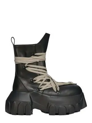 Rick Owens Leather Boots Megalace Mega Tractor - Black