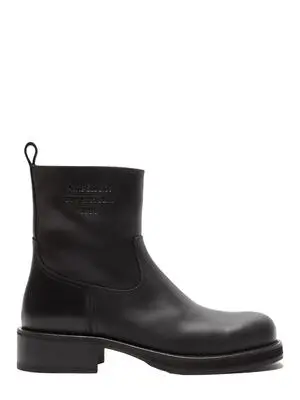 Acne Studios Waxed Leather Zip Up Boots - Black