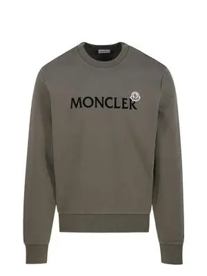 Moncler Flocked-logo Crewneck Sweatshirt - Green