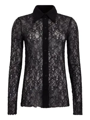 Philosophy Di Lorenzo Serafini Lace Detailed Long-sleeved Shirt - Black