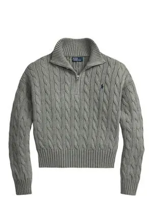 Polo Ralph Lauren Cable Knit Quarter-zip Sweater - Grey