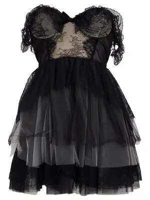 Philosophy Di Lorenzo Serafini Sweetheart Neck Sleeveless Tulle Mini Dress - Black
