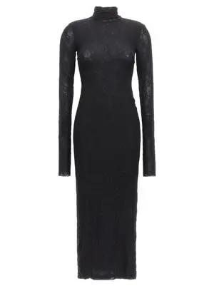 Philosophy Di Lorenzo Serafini Long-sleeved High Neck Lace Dress - Black