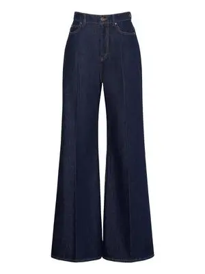 Max Mara Cotton Denim Palazzo Jeans Navy - Navy Blue