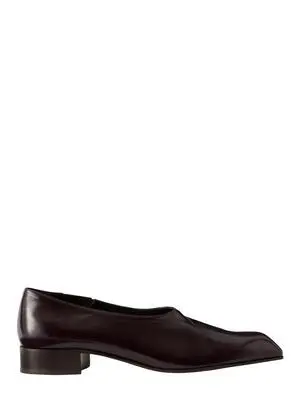 Khaite Solid Leather Slip-on Loafers - Black