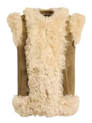 Etro Peacock Shearling Waistcoat - Camel