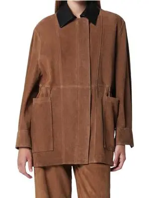 Nour Hammour Long-sleeved Leather Jacket - Brown