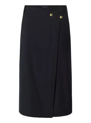 Pinko Wrap-front Button-detail Skirt - Deep Navy Blue