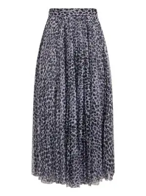 Philosophy Di Lorenzo Serafini Animal-print Pleated Midi Skirt - Black