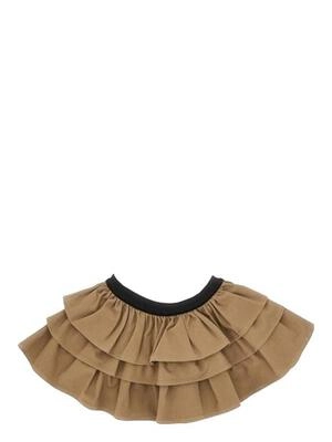 DOUUOD Tiered Ruffled Cotton Skirt - Brown