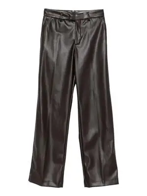 BERWICH Faux-leather Wide-leg Trousers - Brown
