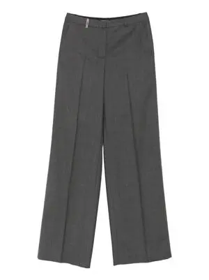 Peserico Pressed Crease Wool Wide-leg Trousers - Grey