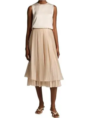 Vince Pleated Layered Skirt - Blush Cloud
