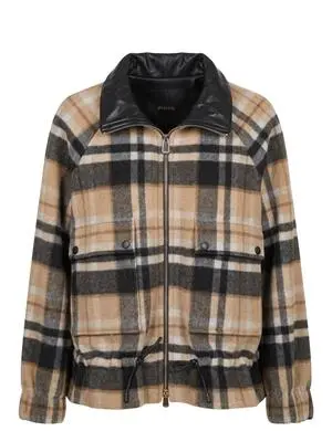 Pinko Check-pattern Elasticated-hem Jacket - Grey