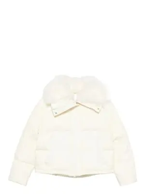 YVES SALOMON Fur-trim Puffer Jacket - Cream