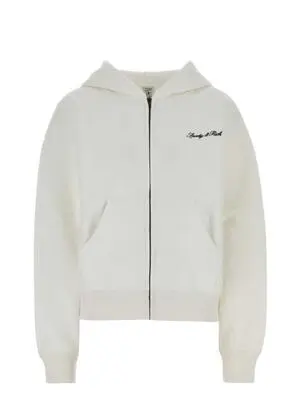 SPORTY  RICH Sporty Rich Signature Logo Zip Hoodie - White