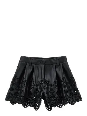 Ermanno Scervino Broderie-anglaise Scalloped-hem Shorts - Black