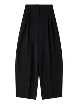 MUGLER Pleated Wide-leg Trousers - Black