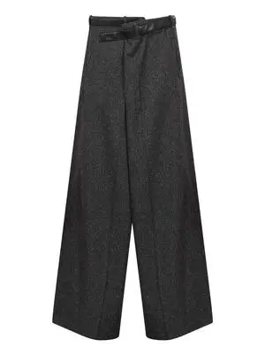 DARKPARK Wide Leg Belted Trousers - Black