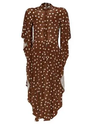 Vetements Asymmetrical Polka Dot Dress - Brown