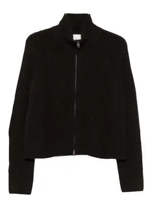 LISA YANG Long Sleeve Zip-up Cardigan - Brown