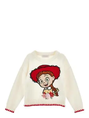 Monnalisa Intarsia Knit Embroidered Rose Sweater - No