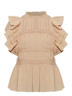 ALLSAINTS Pleated Ruffle Top - Plaster Pink