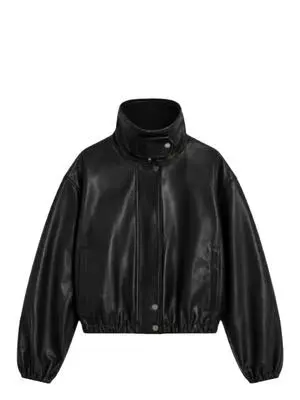 Nour Hammour Nour Hammour Long-Sleeved Leather Jacket Black