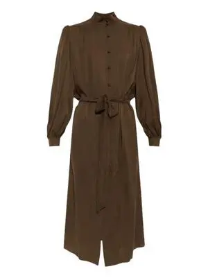 Valentino Garavani Long-sleeved Belted Dress - Brown