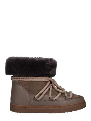 Inuikii Fleece-trim Lace-up Boots - Brown