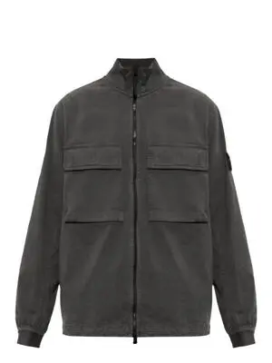 Stone Island Logo-patch Zip-up Shirt Jacket - Grey