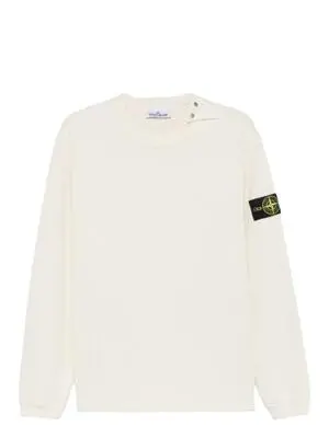 Stone Island Logo Patch Long Sleeve Sweater - Ivory