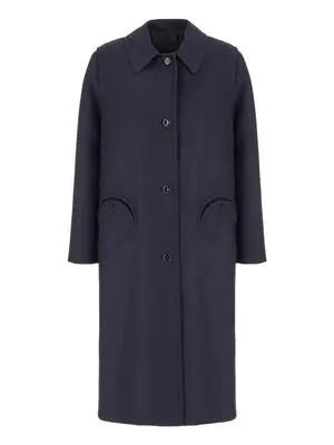 BLAZÉ MILANO Virgin Wool Smiley Pocket Coat - Blue