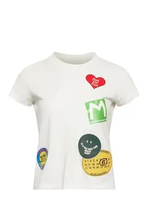 MAISON MARGIELA Mm6 Maison Margiela Sticker-Print Cotton T-Shirt No