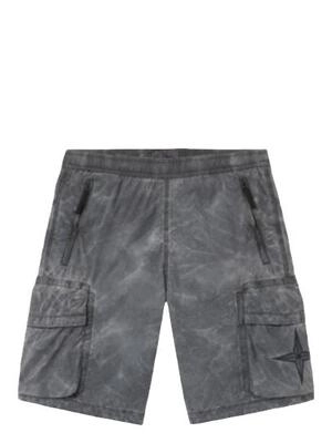 Stone Island Wide Leg Cargo Bermuda Shorts - Black