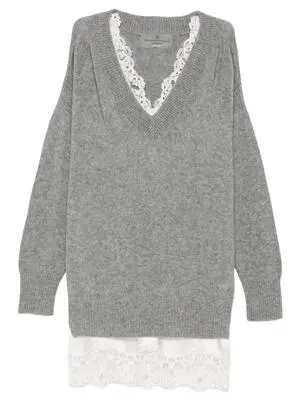 Ermanno Scervino Lace-trim Mini Dress - Grey
