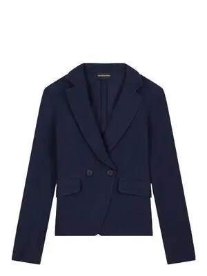 Emporio Armani Long-sleeve Blazer With Tonal Buttons - Black