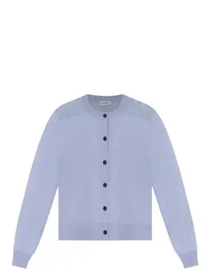 Burberry Crew Neck Knit Top With Button Closure - Blue