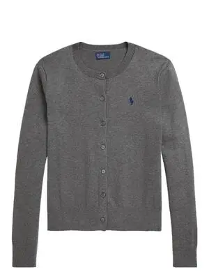 Polo Ralph Lauren Embroidered Button-front Cardigan - Grey