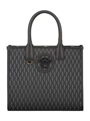 Versace Small V Allover La Medusa Tote Bag - Black