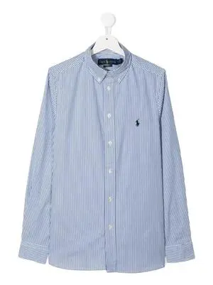 Ralph Lauren Button-down Striped Shirt With Embroidered Logo - Blue