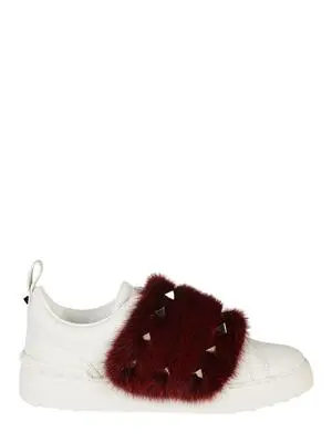 Valentino Garavani Fur Trimmed Sneakers - White
