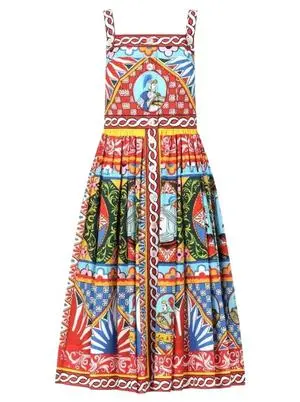 Dolce & Gabbana Printed Square Neck Midi Dress - Multicolor