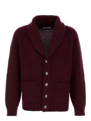 Brunello Cucinelli Brunello Cucinelli Shawl-Collar Cardigan Wine Red
