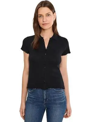 Madewell Ribbed Cap Sleeve Polo - Black