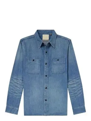 FULLCOUNT Distressed Denim Shirt - Blue
